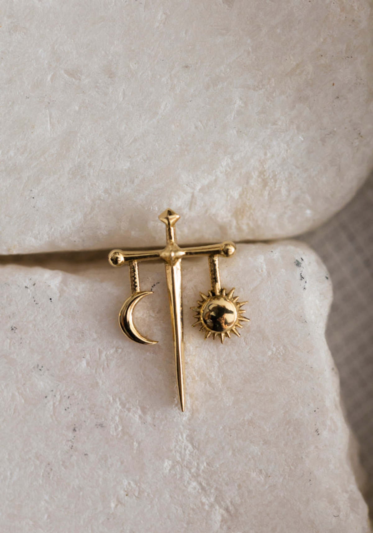 Talon Single Sun And Moon Balance Stud - 14k Gold | Garmentory