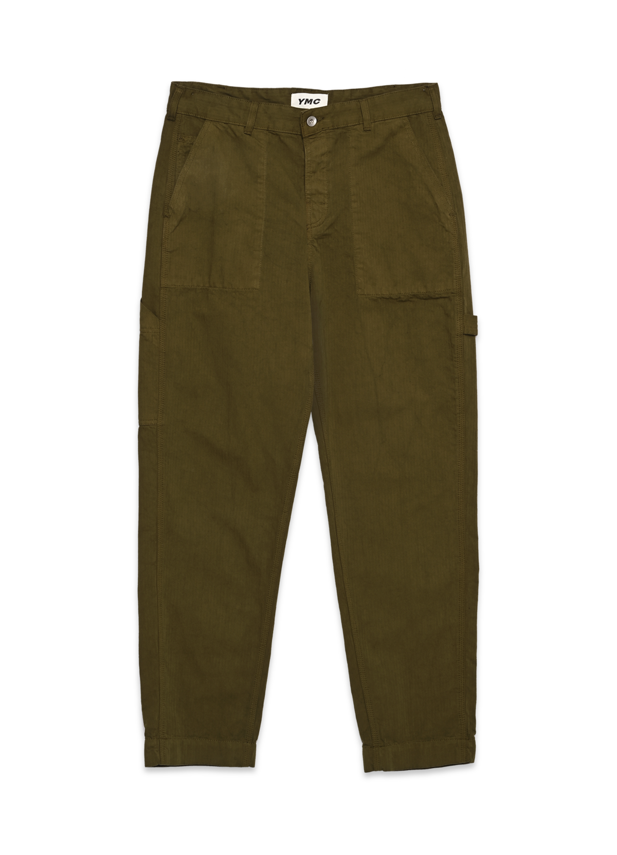 YMC Painter Organic Cotton Herringbone Twill Trousers - Dark Olive ...
