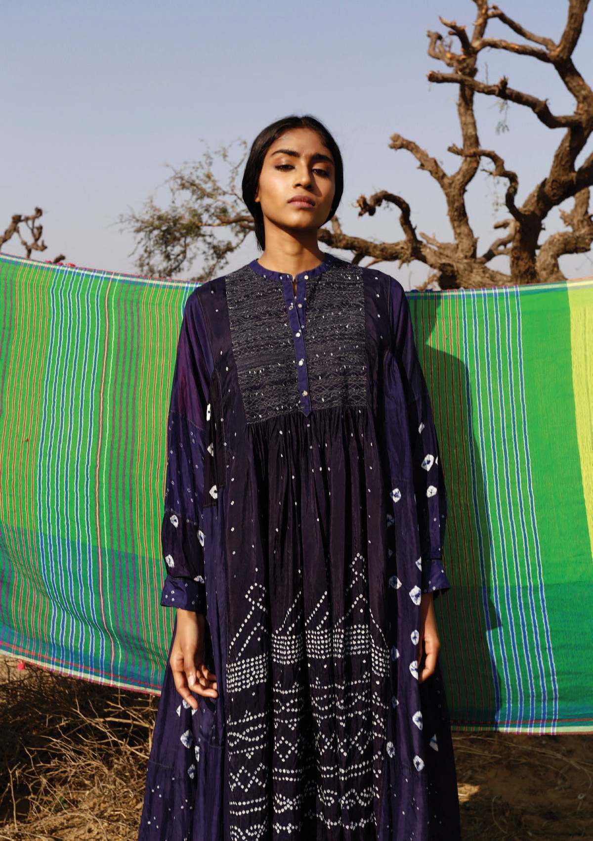 Injiri Silk Jamdani/ Embroidered Dress - Purple | Garmentory