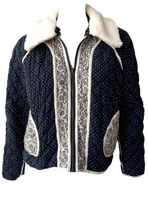 The Great. The Reversible Short Quilted Puffer - Feather Grass Block ...