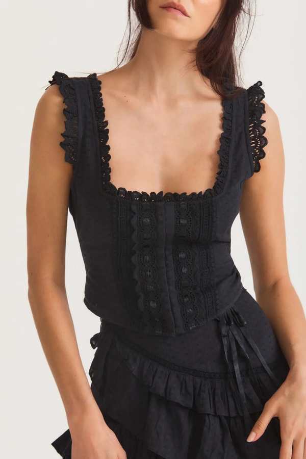 Love Shack Fancy Georgia Bustier - Black | Garmentory