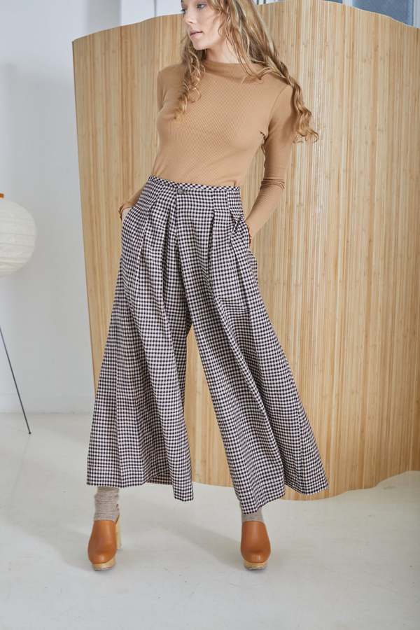 SAMPLE SALE | Frida Pants | Neutral Chex | Garmentory