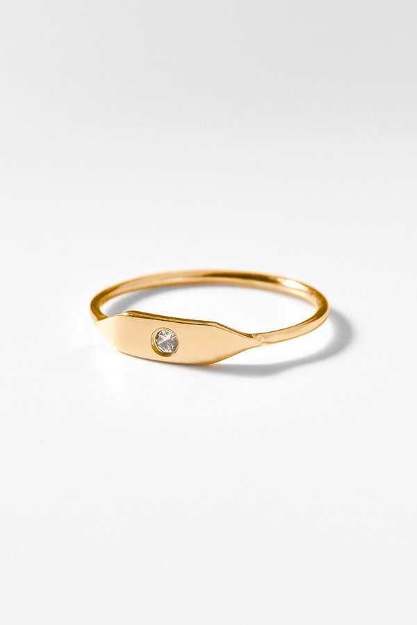 Thatch Stacking Signet Ring w/ Stone - 14k Gold Vermeil | Garmentory