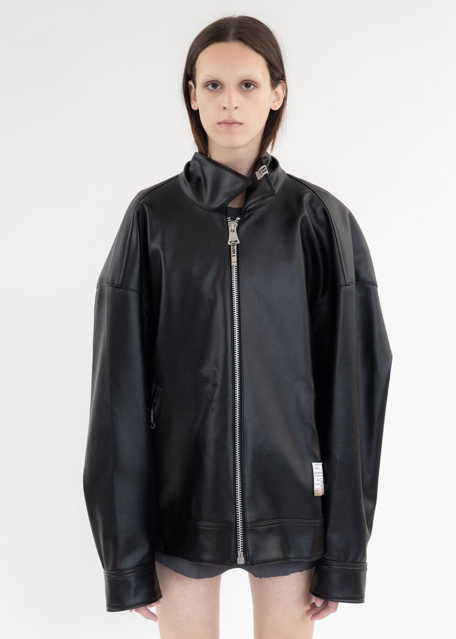 Mihara Yasuhiro Twisted Shoulder PVC Jacket - Black | Garmentory