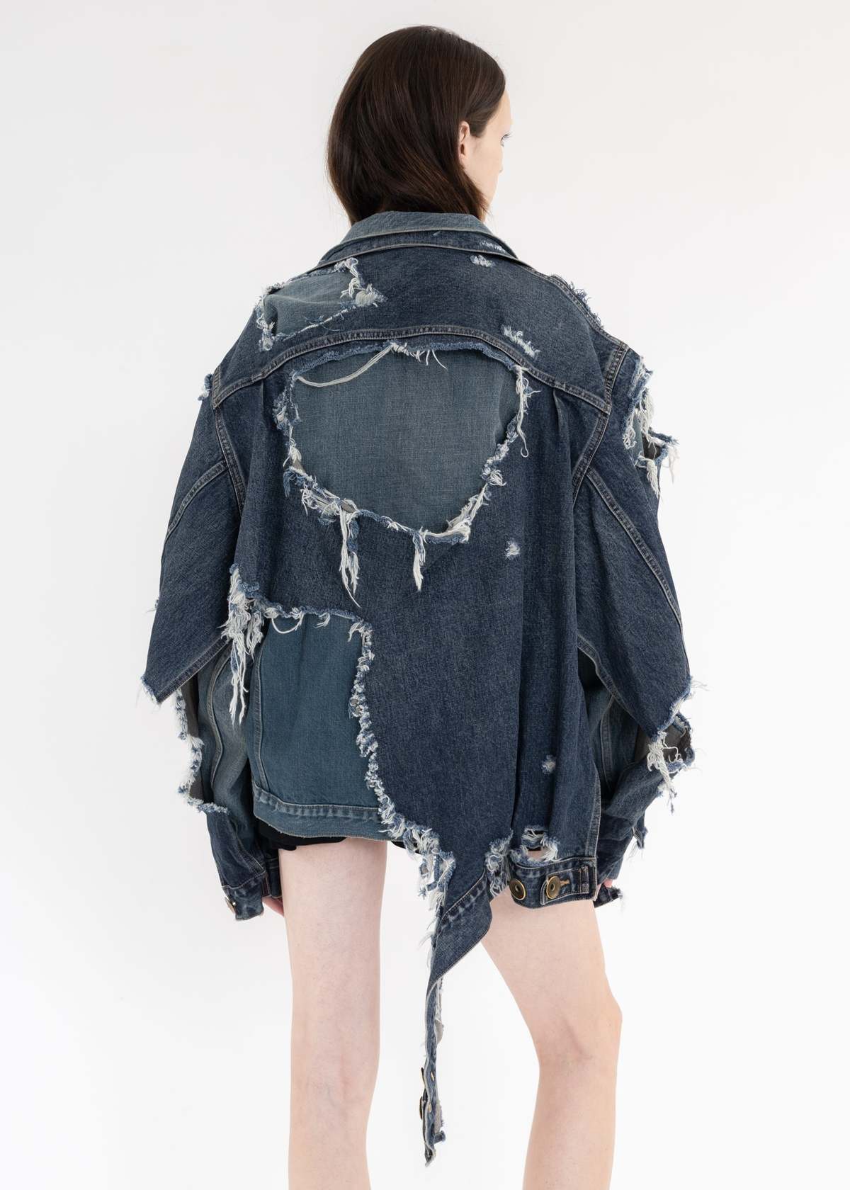 Mihara Yasuhiro Damaged Layerd Denim Jacket - Indigo | Garmentory