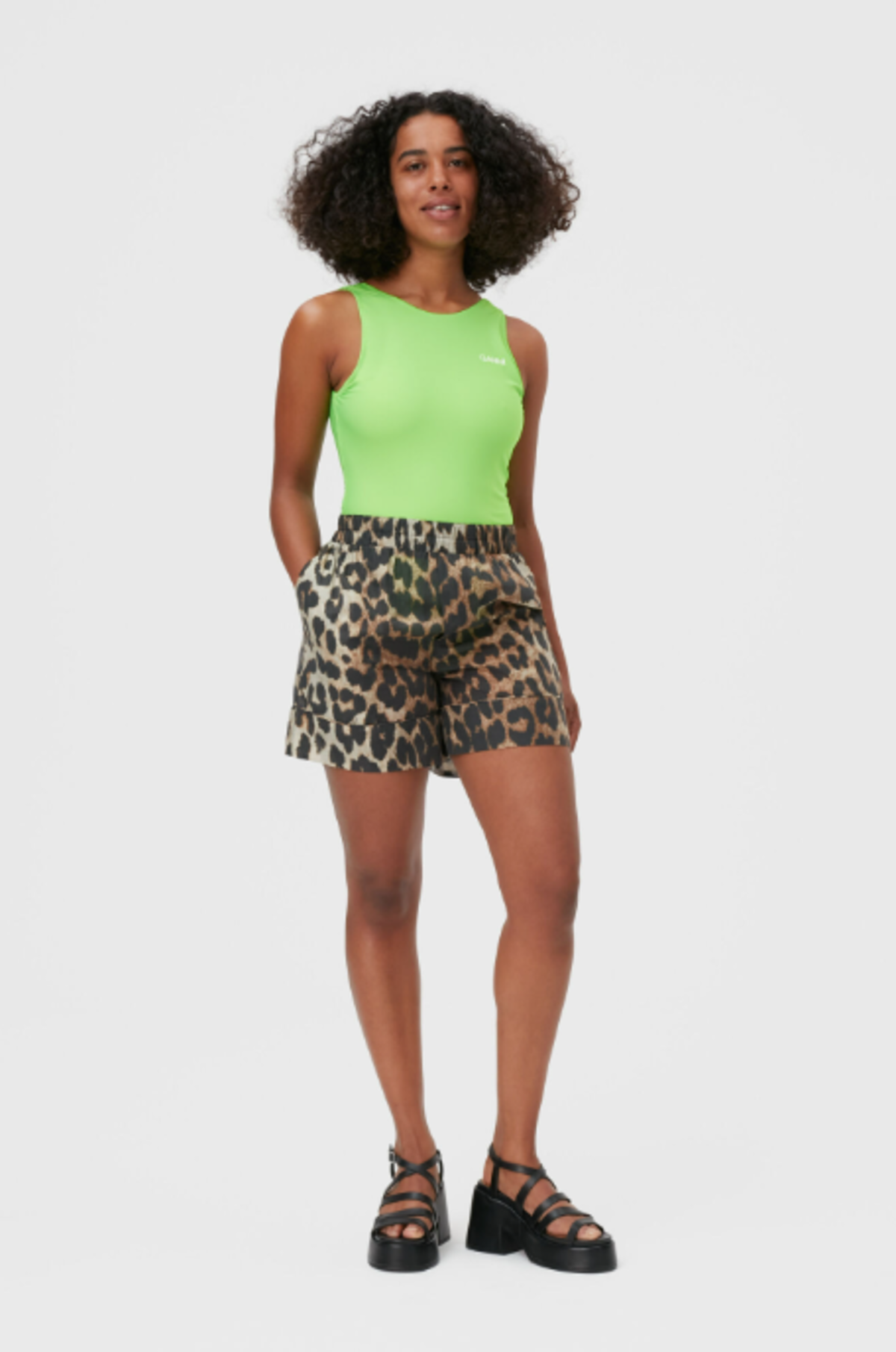 Ganni Leopard Mini Shorts - Brown/Black | Garmentory