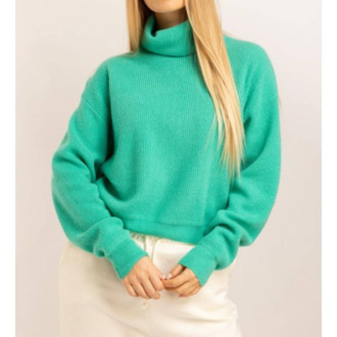 Crush Cashmere Changi Roll Neck Sweater - Peacock | Garmentory