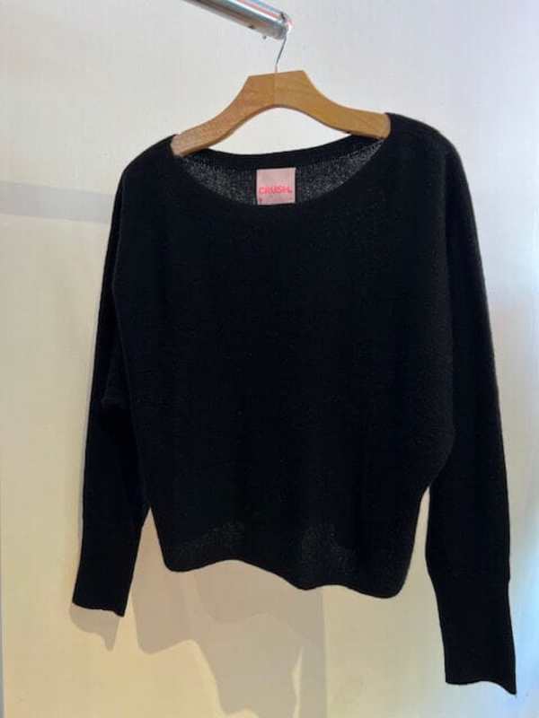Crush Cashmere Yangon Boatneck Sweater - Black | Garmentory