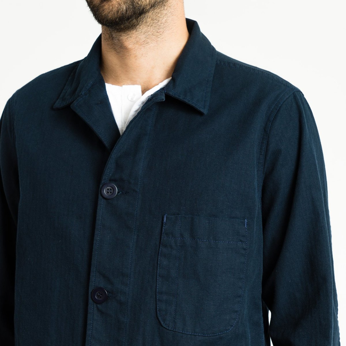 Unis Chore Coat - Navy Herringbone | Garmentory