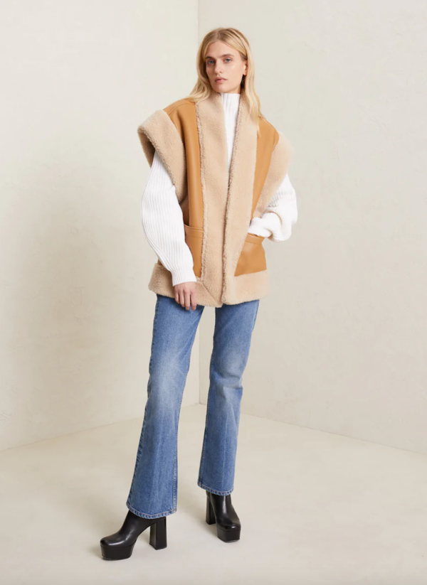 A.L.C. Sutton Faux Fur Vest - Pecan | Garmentory