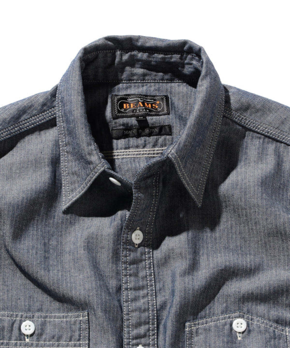 Beams Plus WORK Indigo Shirt - HERRINGBONE | Garmentory