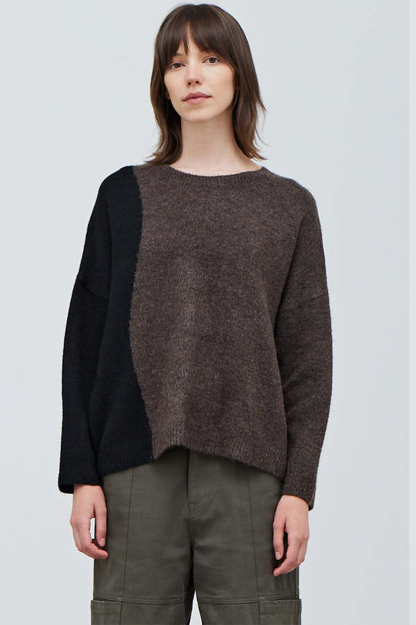 Grade & Gather TWO TONE SWEATER - DARK UMBER | Garmentory