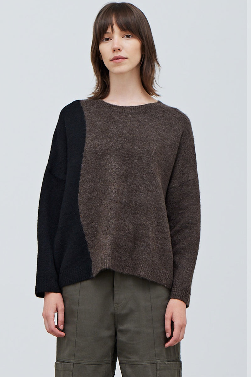 Grade & Gather TWO TONE SWEATER - DARK UMBER | Garmentory