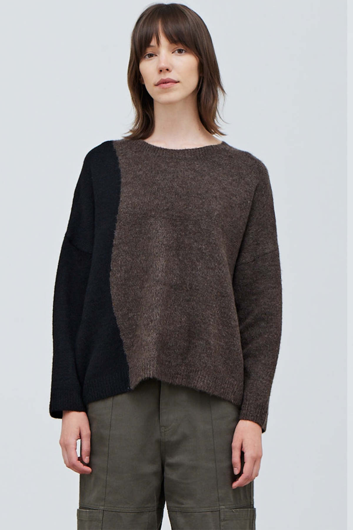 Grade & Gather TWO TONE SWEATER - DARK UMBER | Garmentory