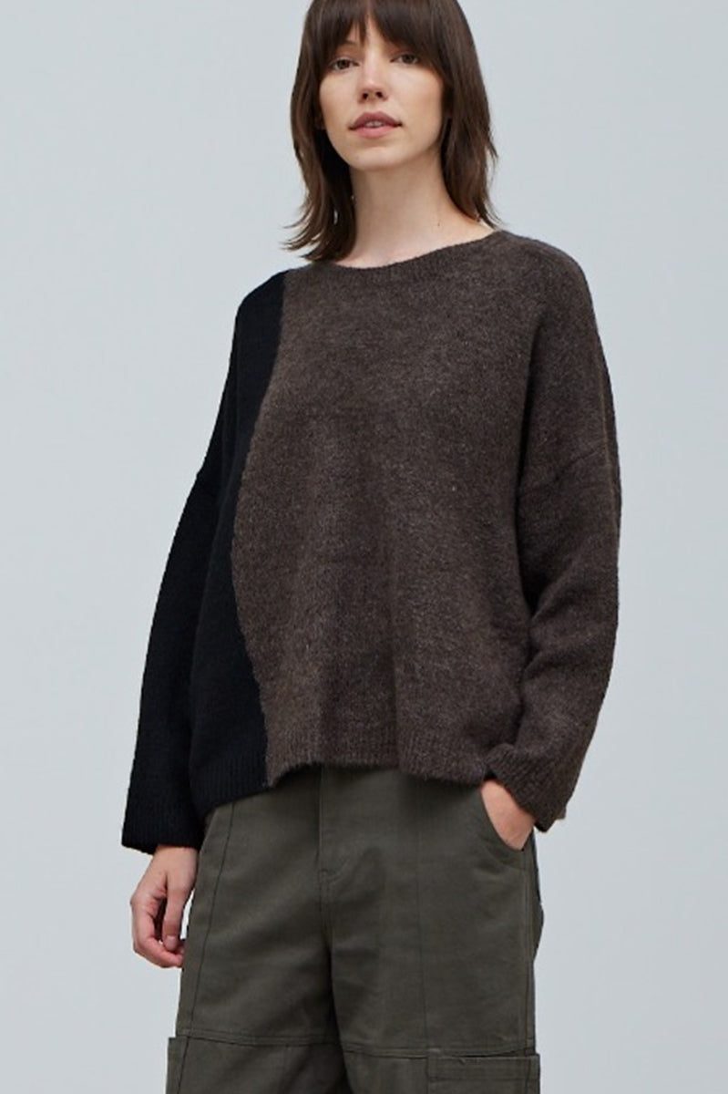 Grade & Gather TWO TONE SWEATER - DARK UMBER | Garmentory