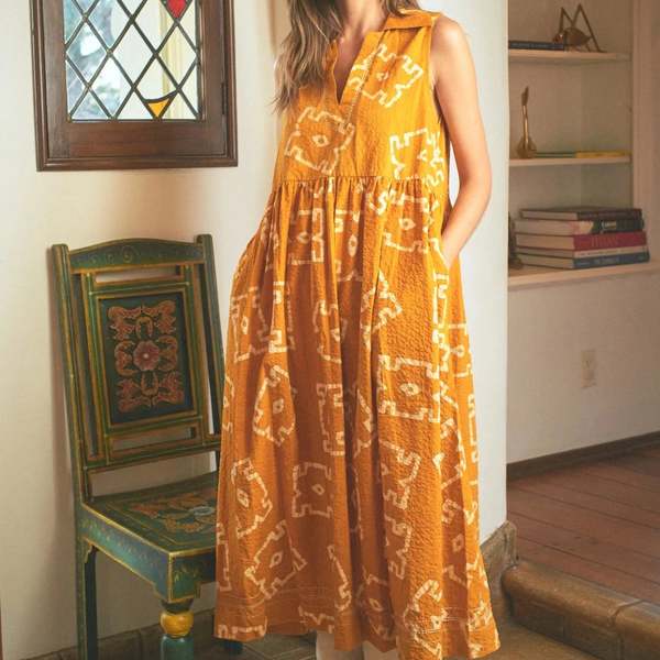 The Odells The Noelle Dress - Turmeric | Garmentory