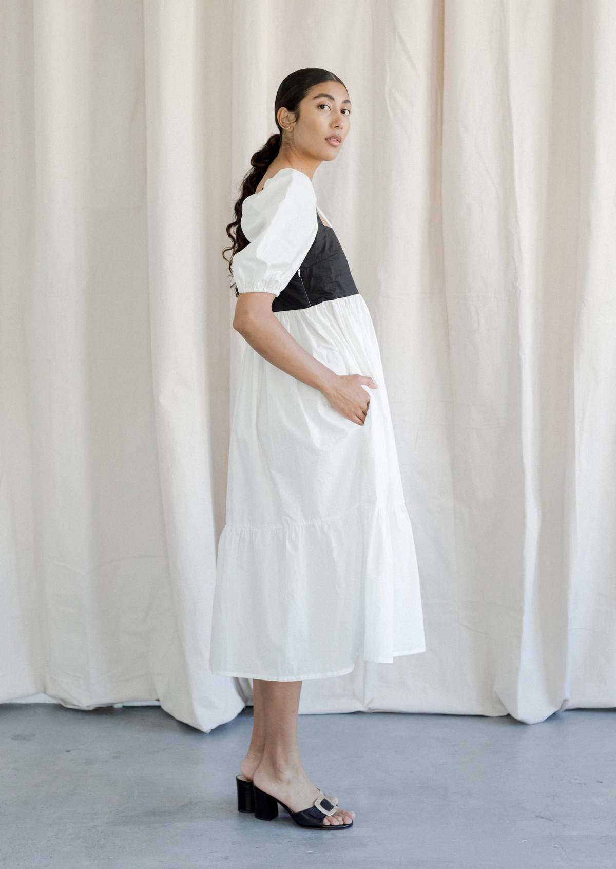 A Bronze Age Serenity Puff Dress - Black/White | Garmentory