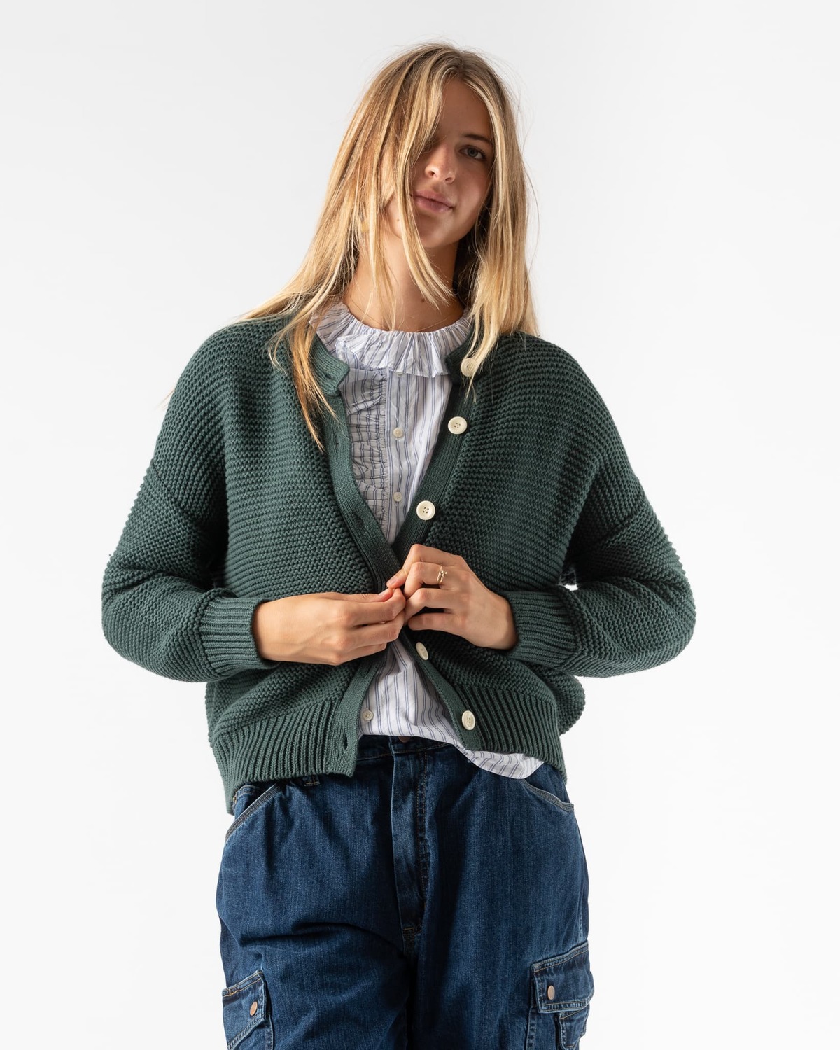 Alex Mill Nico Chunky Cardigan - Dark Spruce | Garmentory