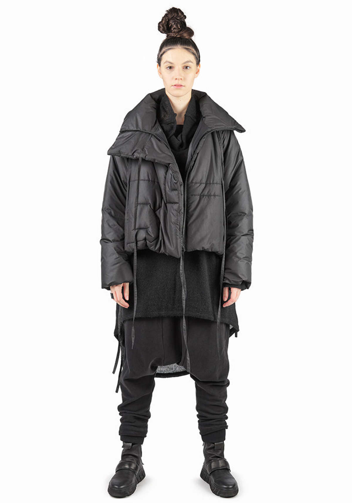 Studio B3 Hisca Cropped High Neck Puffer Jacket - Black | Garmentory