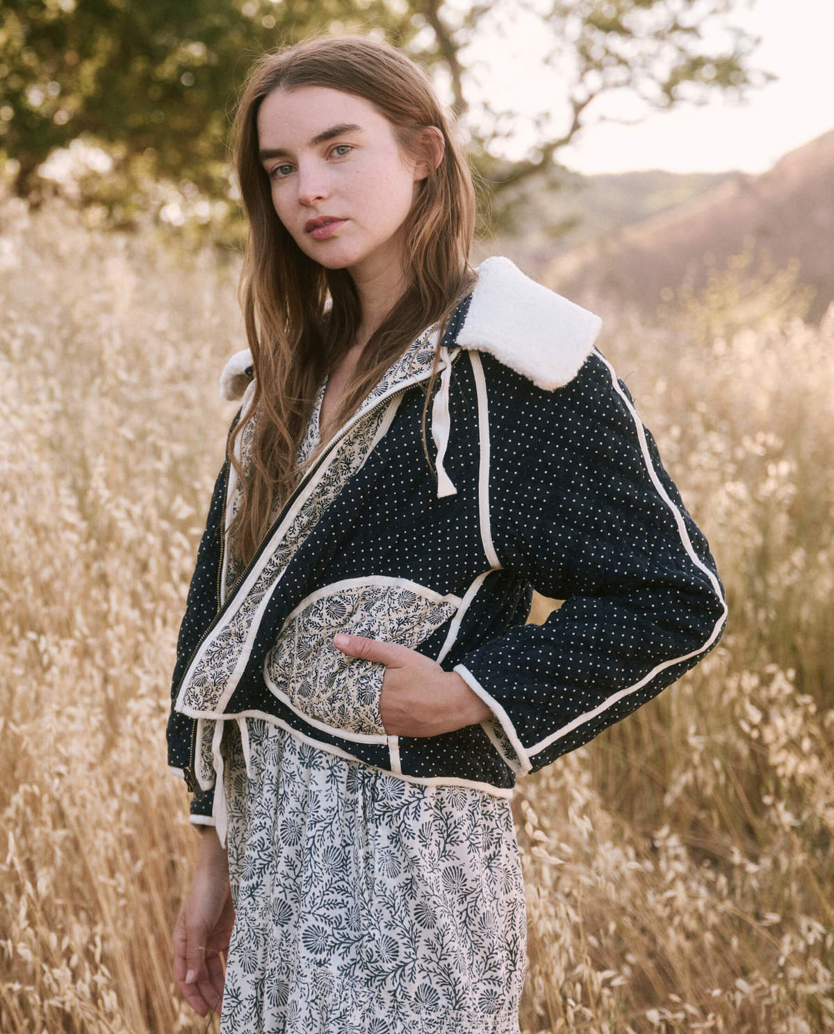 The Great. The Reversible Short Quilted Puffer - Feather Grass Block ...