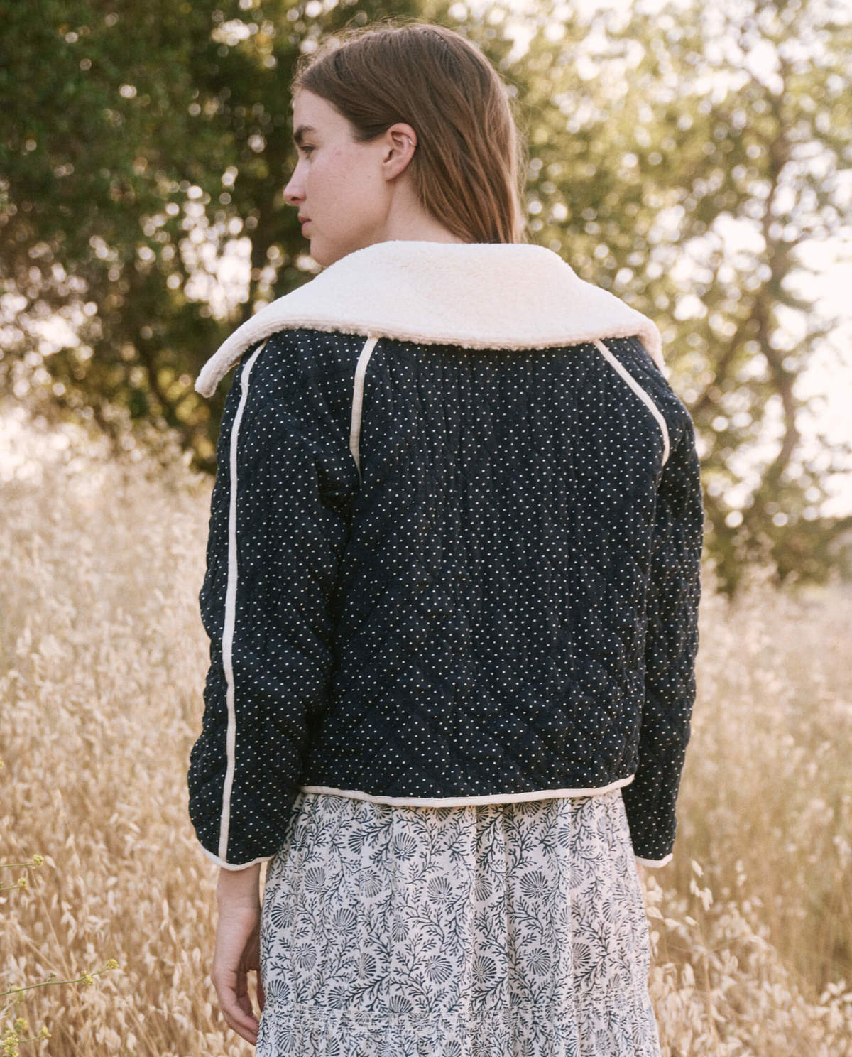 The Great. The Reversible Short Quilted Puffer - Feather Grass Block ...