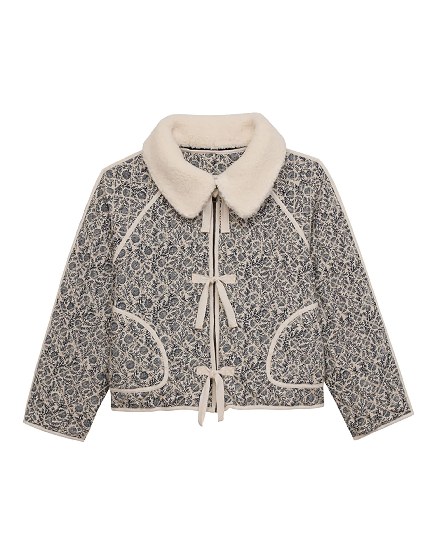 The Great. The Reversible Short Quilted Puffer - Feather Grass Block ...