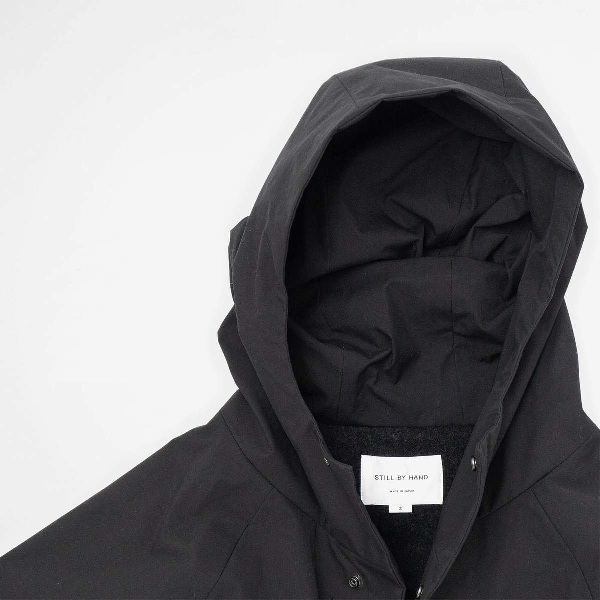 Still By Hand Hooded Half Coat - Black | Garmentory