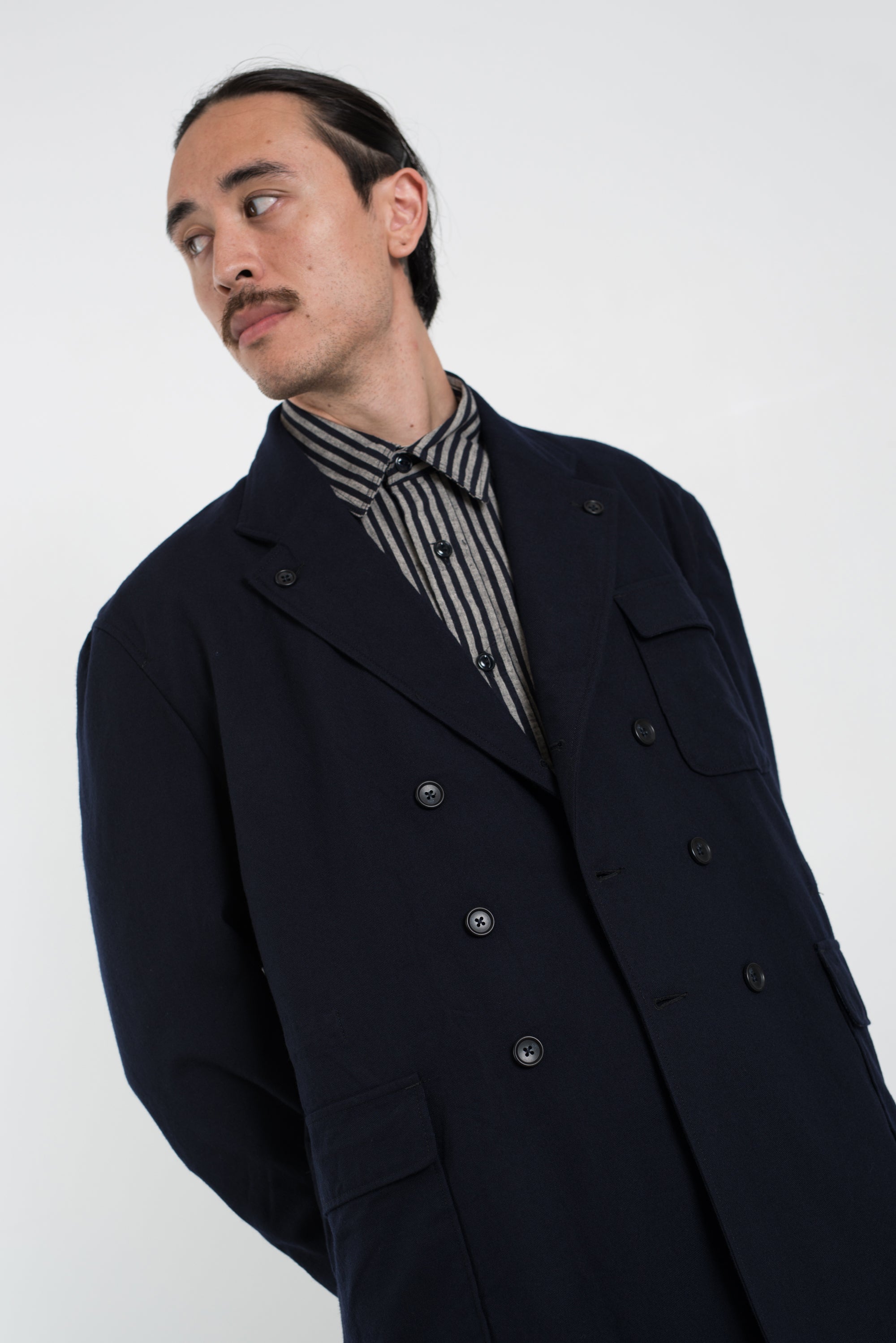 Engineered Garments Reefer Wool Uniform Serge Jacket - Dark Navy ...