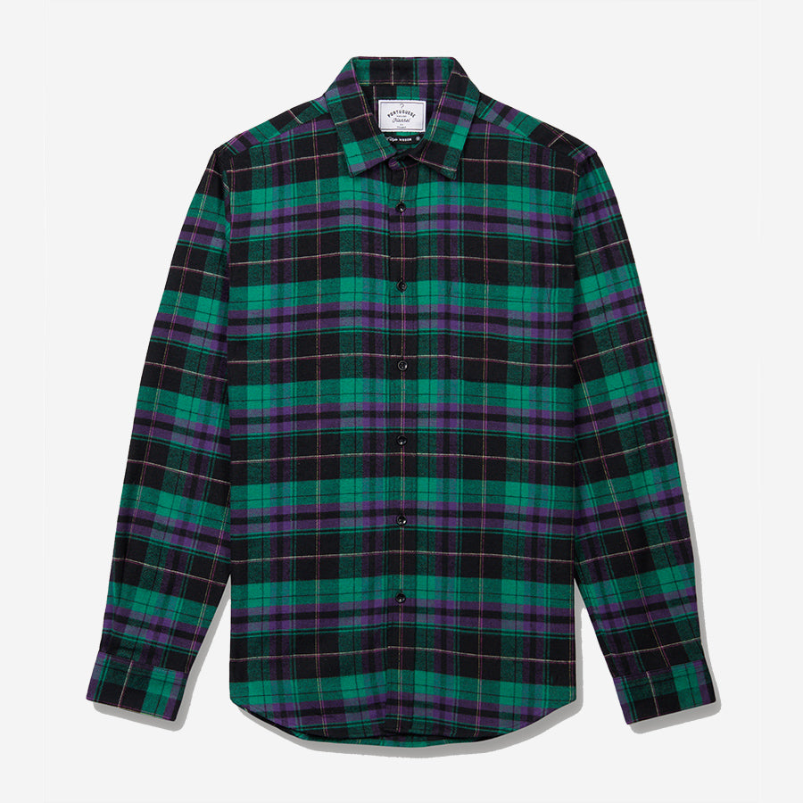 Portuguese Flannel Clubbing 2 Plaid Flannel Shirt - Green/Purple ...
