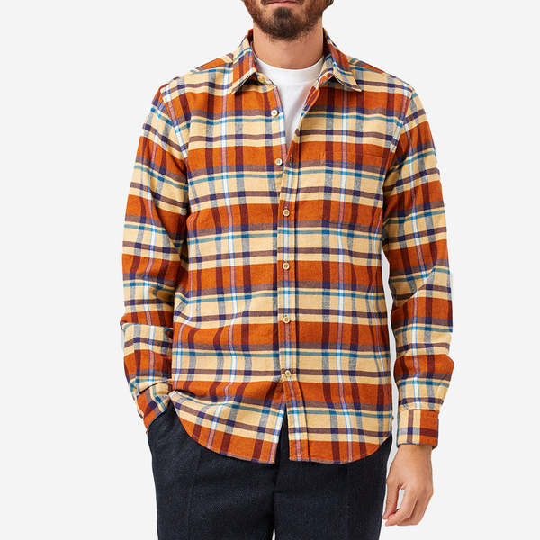 Portuguese Flannel Fall Pallette Plaid Flannel Shirt - Orange/Cream ...