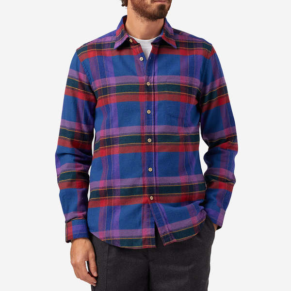 Portuguese Flannel Offer Plaid Flannel Shirt - Purple | Garmentory
