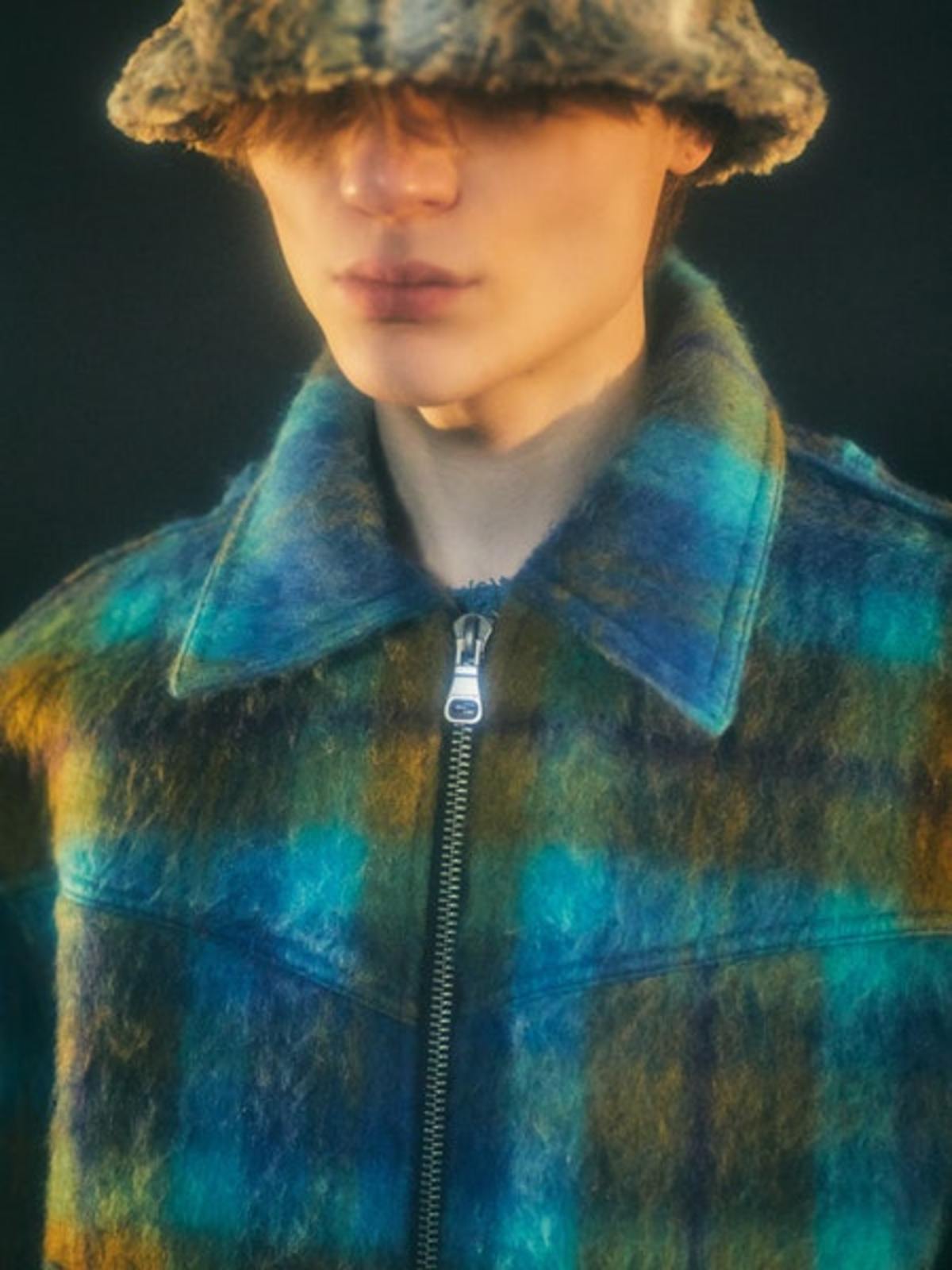 ANDERSSON BELL Artois Harry Check Shaggy Wool Jacket - Pale Jade ...