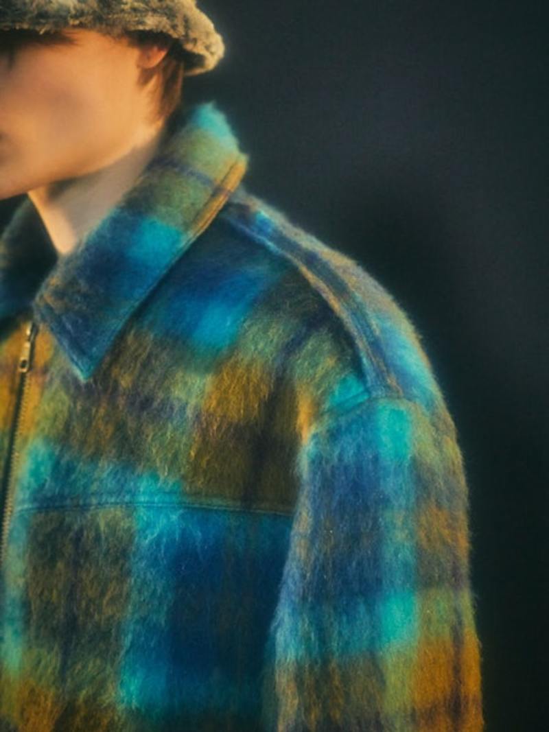 ANDERSSON BELL Artois Harry Check Shaggy Wool Jacket - Pale Jade ...