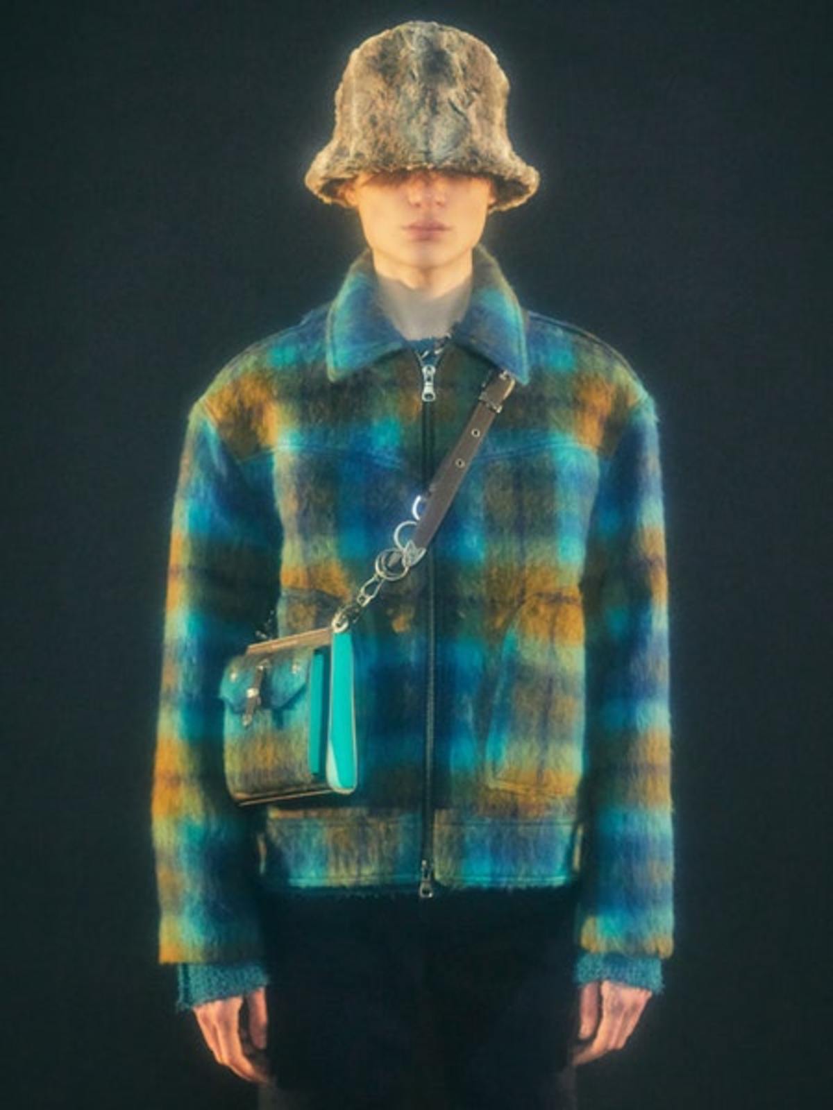 ANDERSSON BELL Artois Harry Check Shaggy Wool Jacket - Pale Jade ...