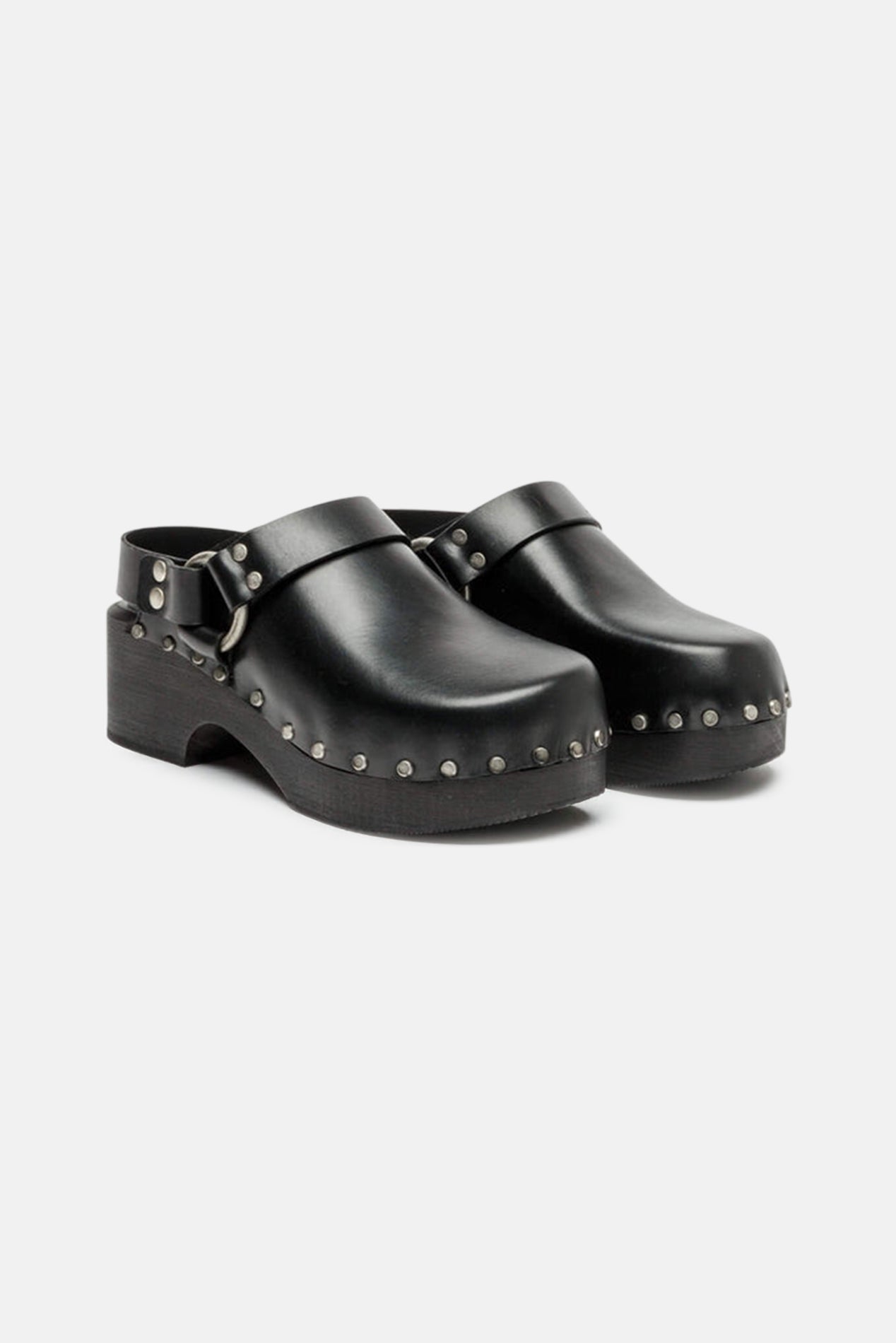 RE/DONE 70s Studded Slingback Clog - Worn Black Leather | Garmentory