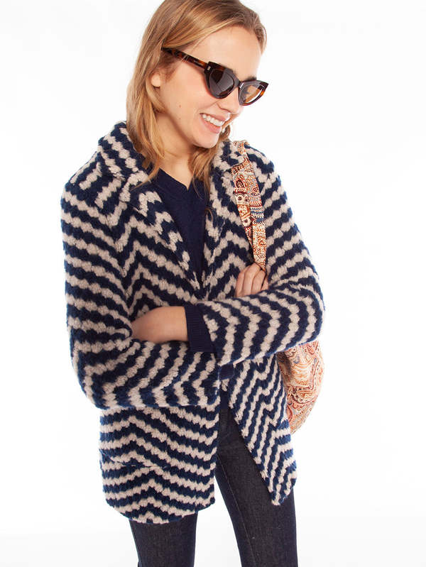 Vilagallo Dora Herringbone Jacket - Navy Herringbone | Garmentory
