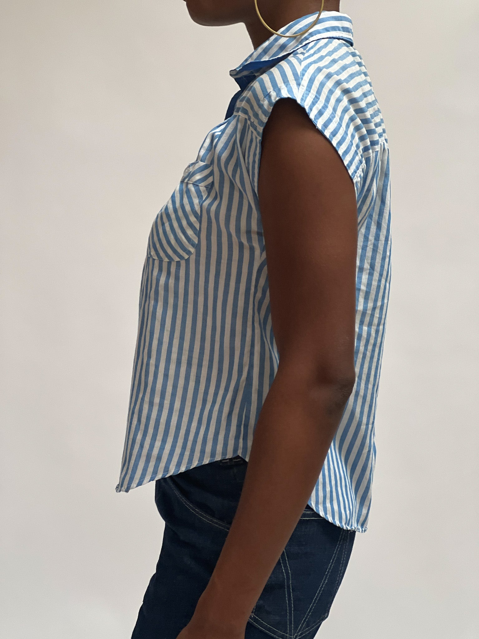 Vintage Blouse - Blue/White Stripe | Garmentory