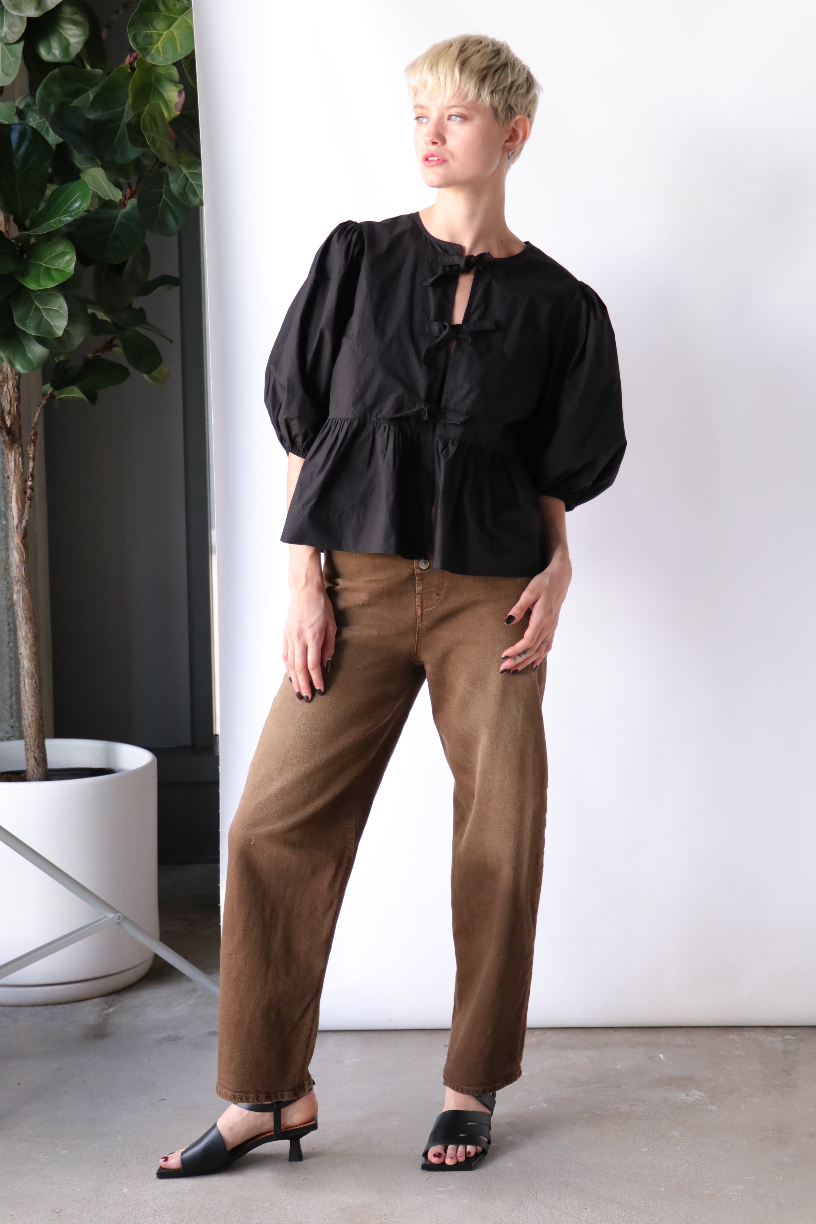 Ganni Cotton Poplin Peplum Blouse - Black | Garmentory