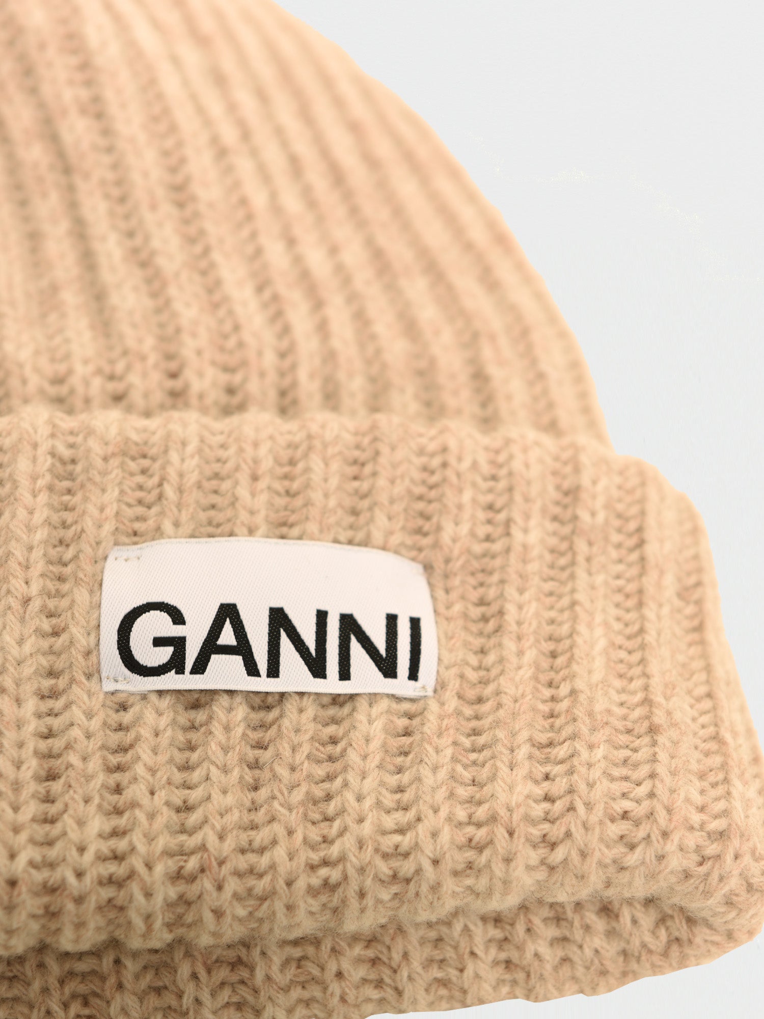 Ganni Structured Rib Beanie - Brazillian Sand | Garmentory