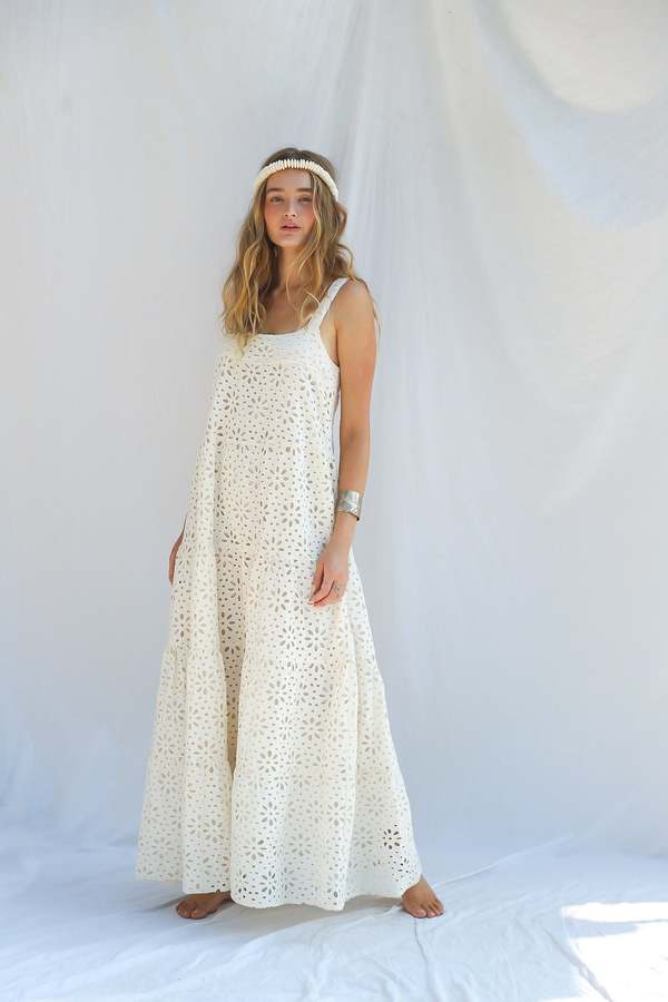 Flower Power Maxi Dress - Natural Flower Power | Garmentory