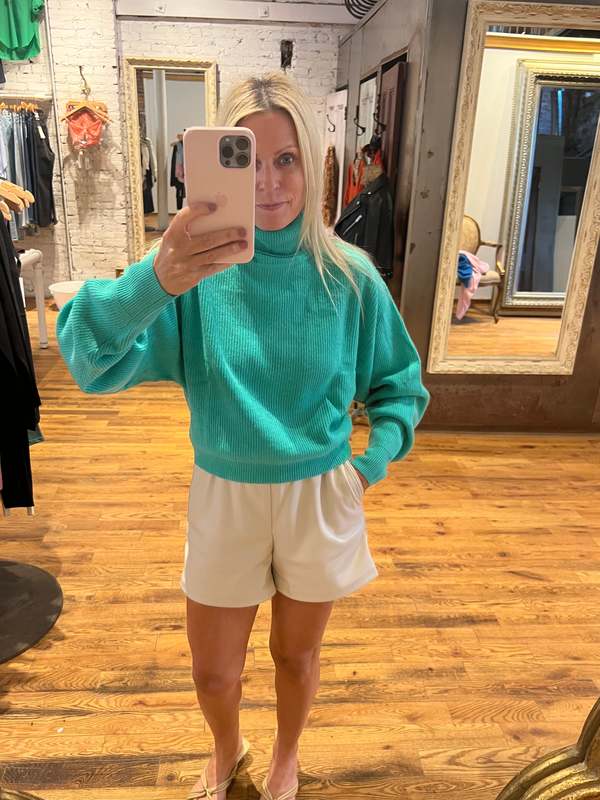 Crush Cashmere Changi Wide Sleeve Roll Neck - Pea | Garmentory