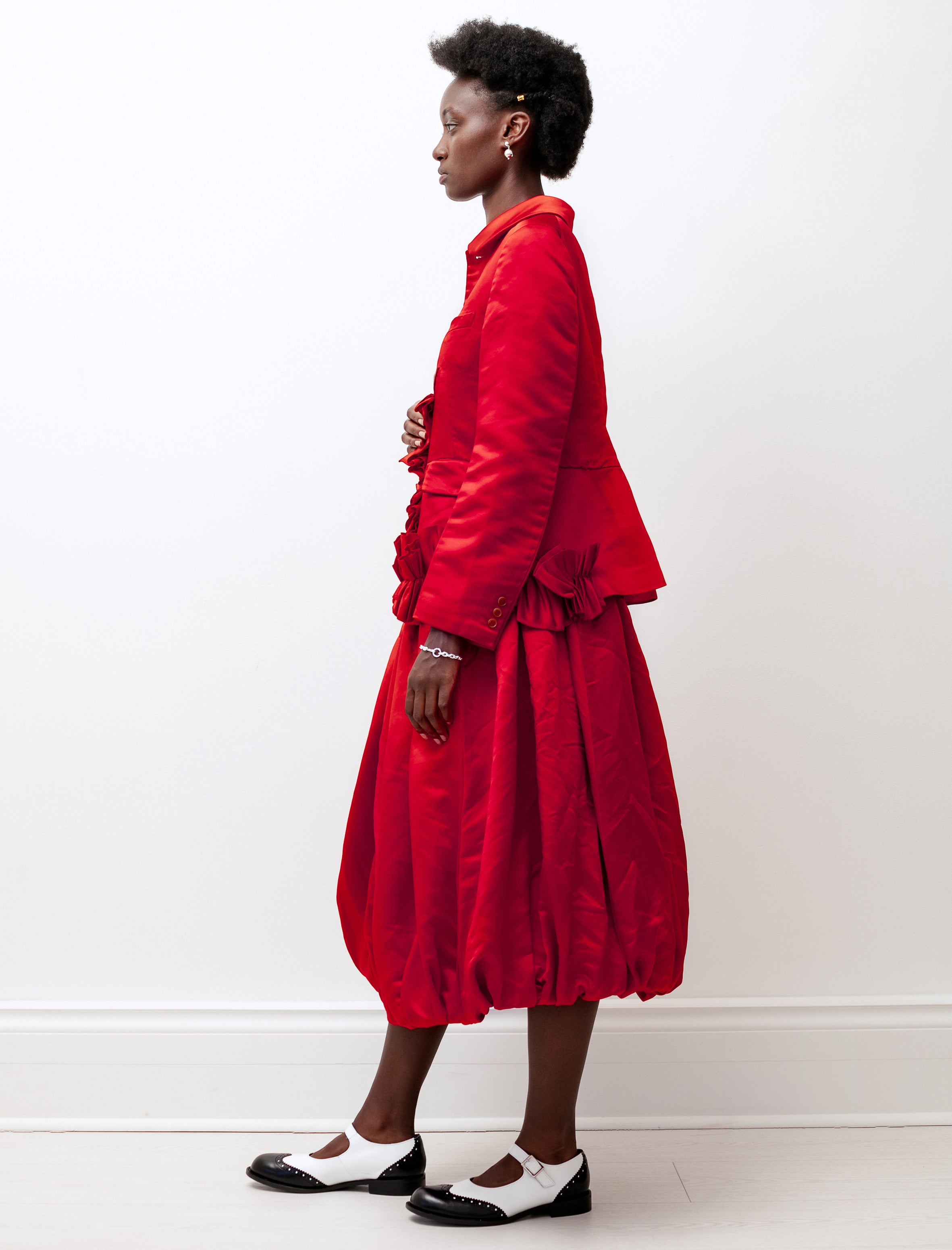 Comme des Garçons Satin Balloon Hem Skirt - Lipstick Red | Garmentory