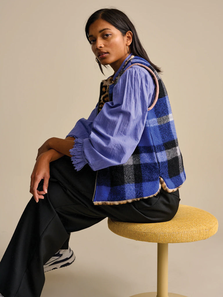 Bellerose Less Gilet - Blue Check | Garmentory