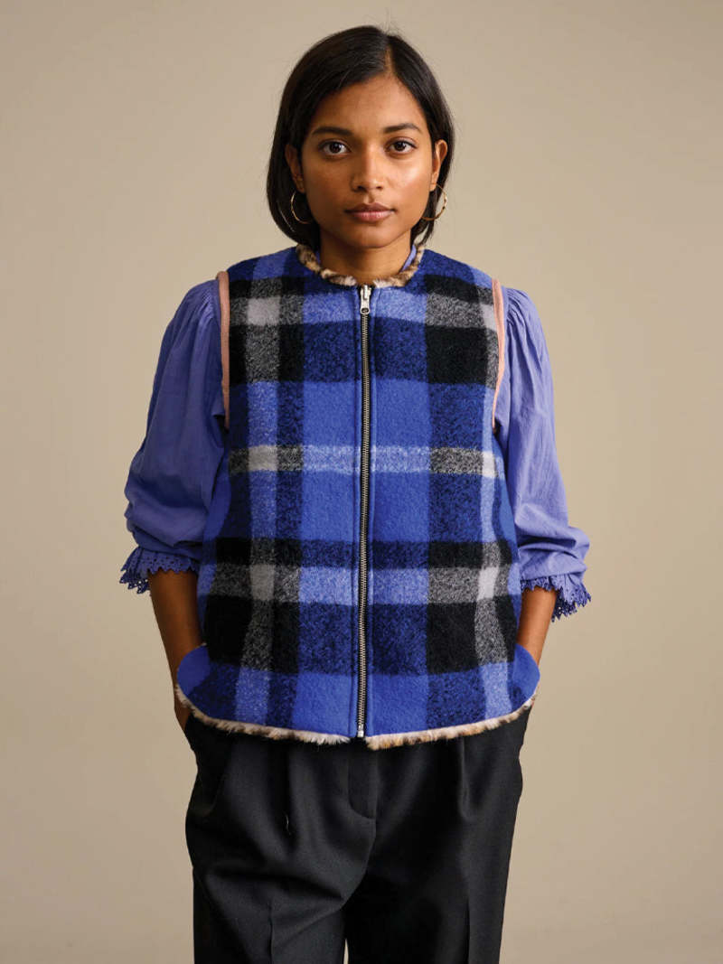 Bellerose Less Gilet - Blue Check | Garmentory