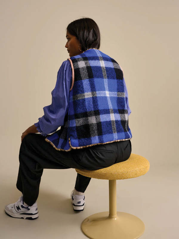 Bellerose Less Gilet - Blue Check | Garmentory