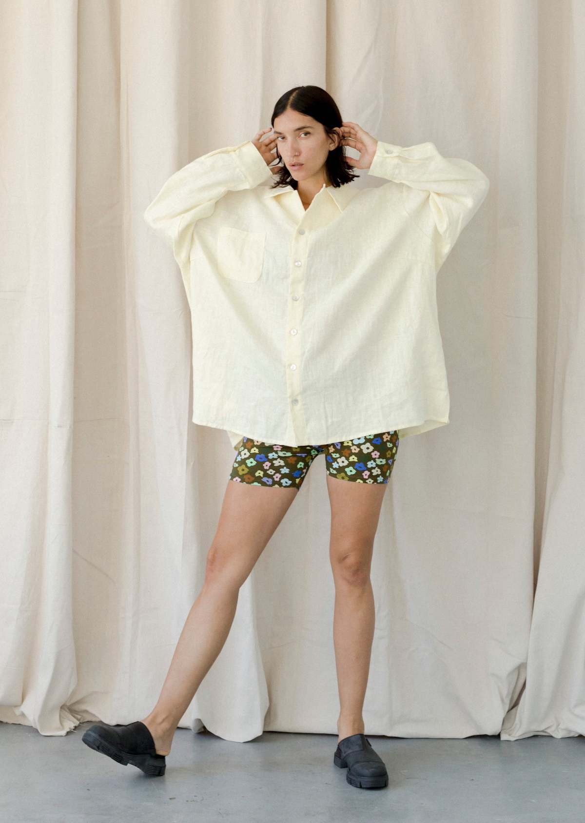 Sandy Liang Jojo Biker Short - Stickers Print | Garmentory