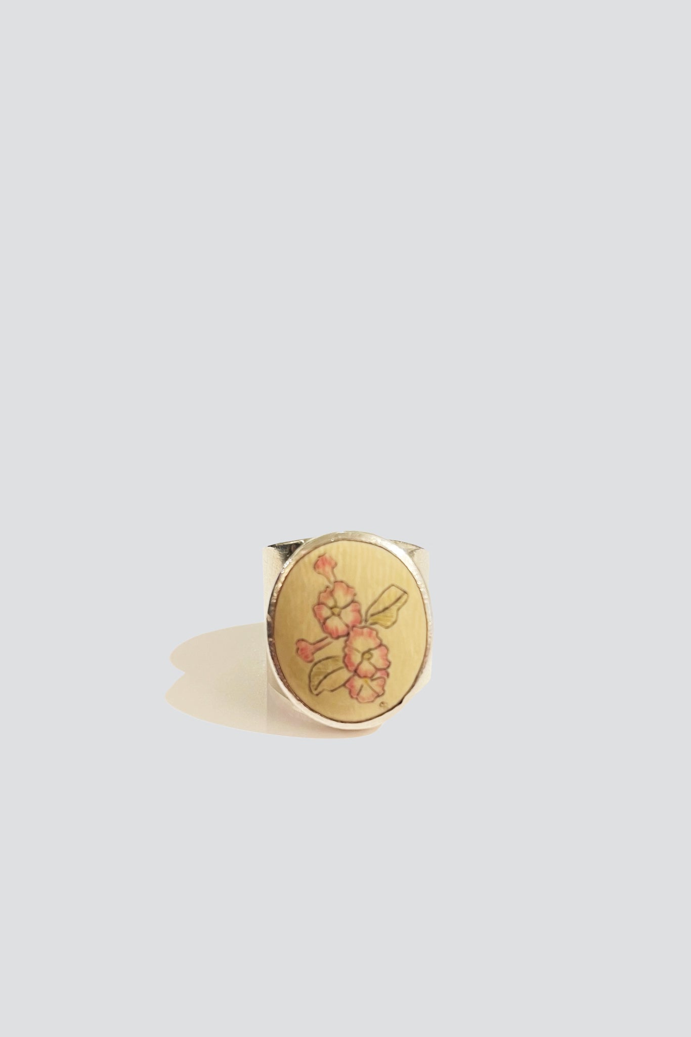 Vintage Painted Flower Signet - Sterling Silver | Garmentory