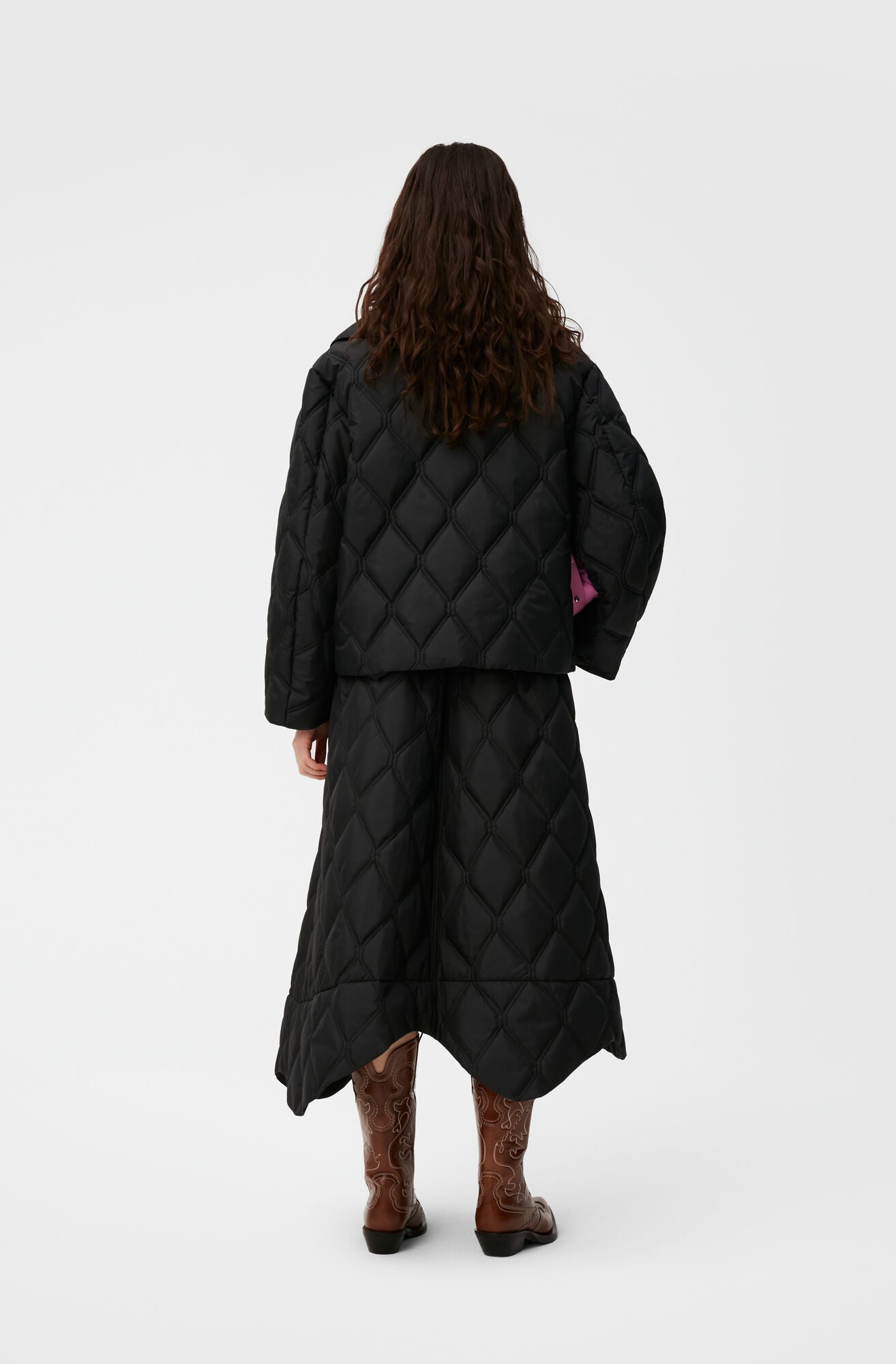 Ganni Ripstop Quilt Big Collar Jacket - Black | Garmentory