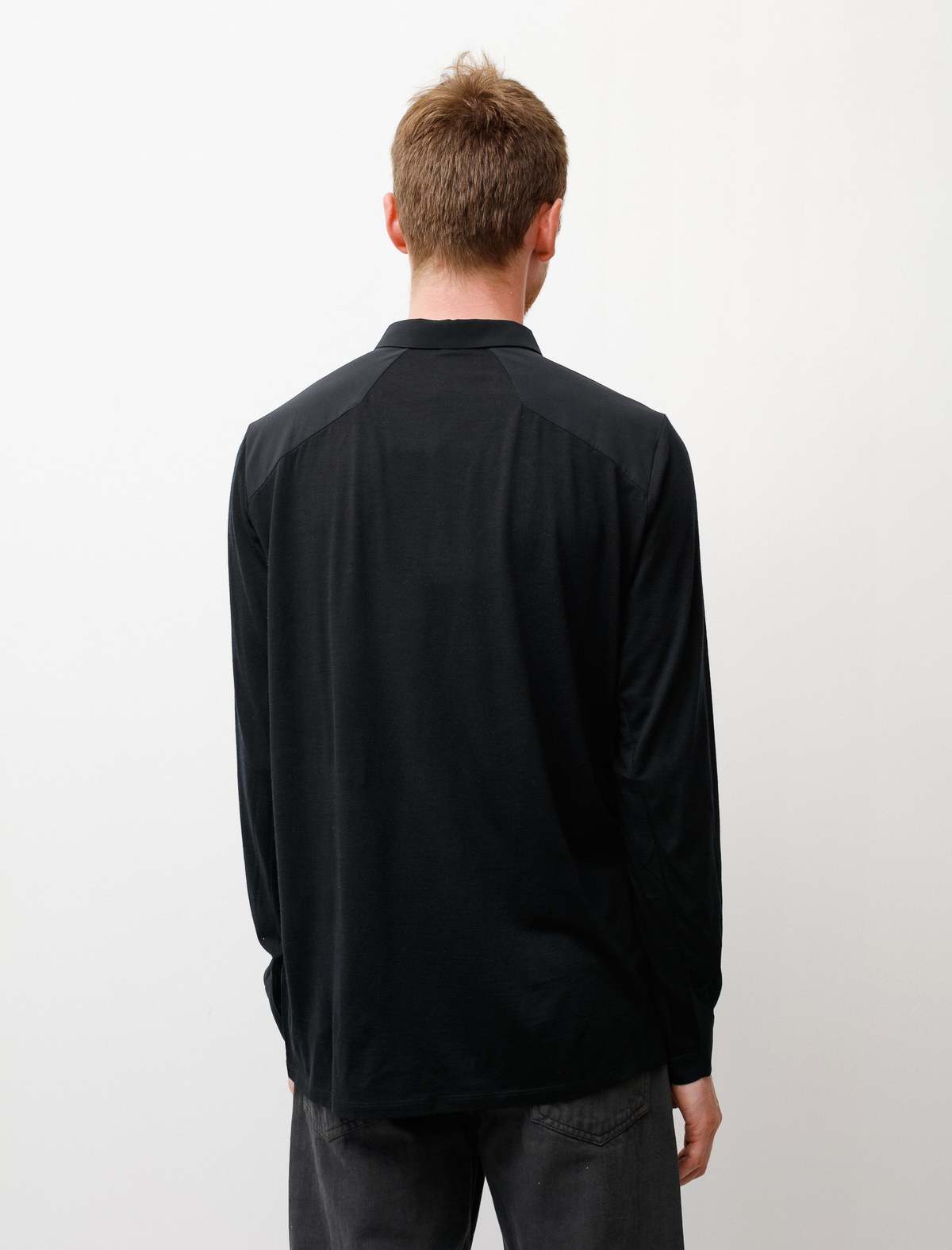 Veilance Mens Frame LS Polo - Black | Garmentory
