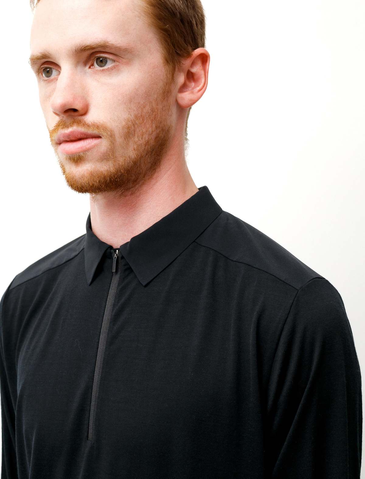Veilance Mens Frame LS Polo - Black | Garmentory